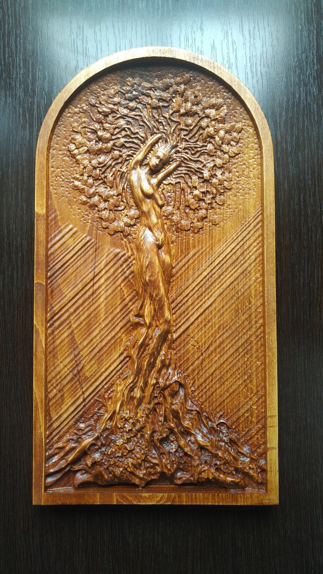 Tree Woman Spirit Wood Carve Home Wall Decor Art - Etsy