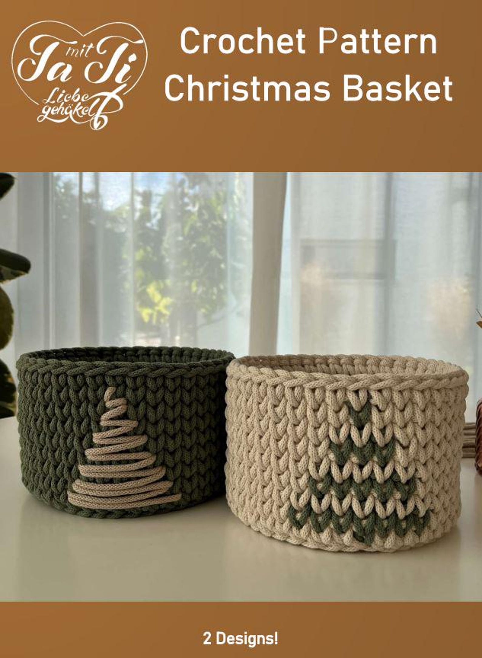 Crochet Pattern for Crocheting Two Designs of Christmas Basket Without ...