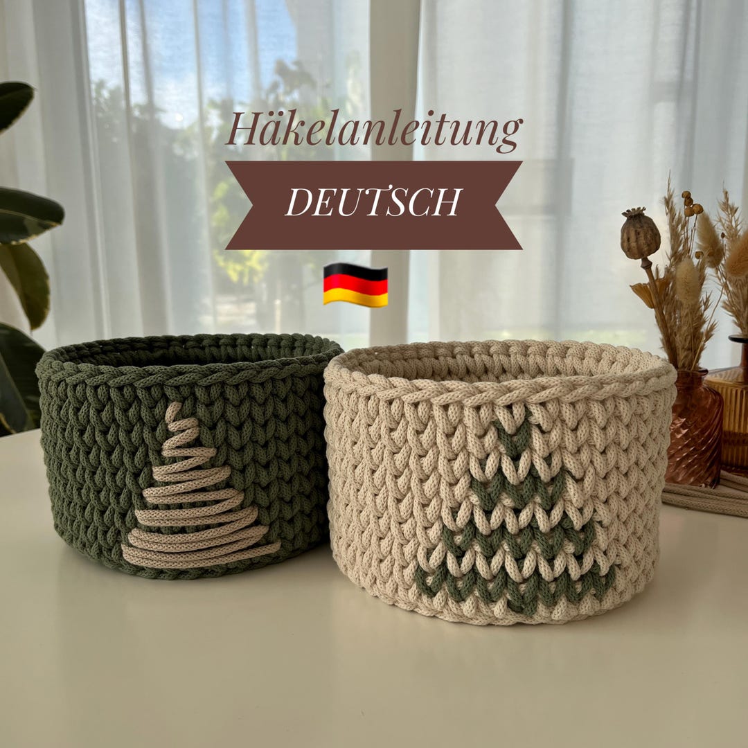 Instructions for Crocheting a Christmas Basket in 2 Designs Without a ...