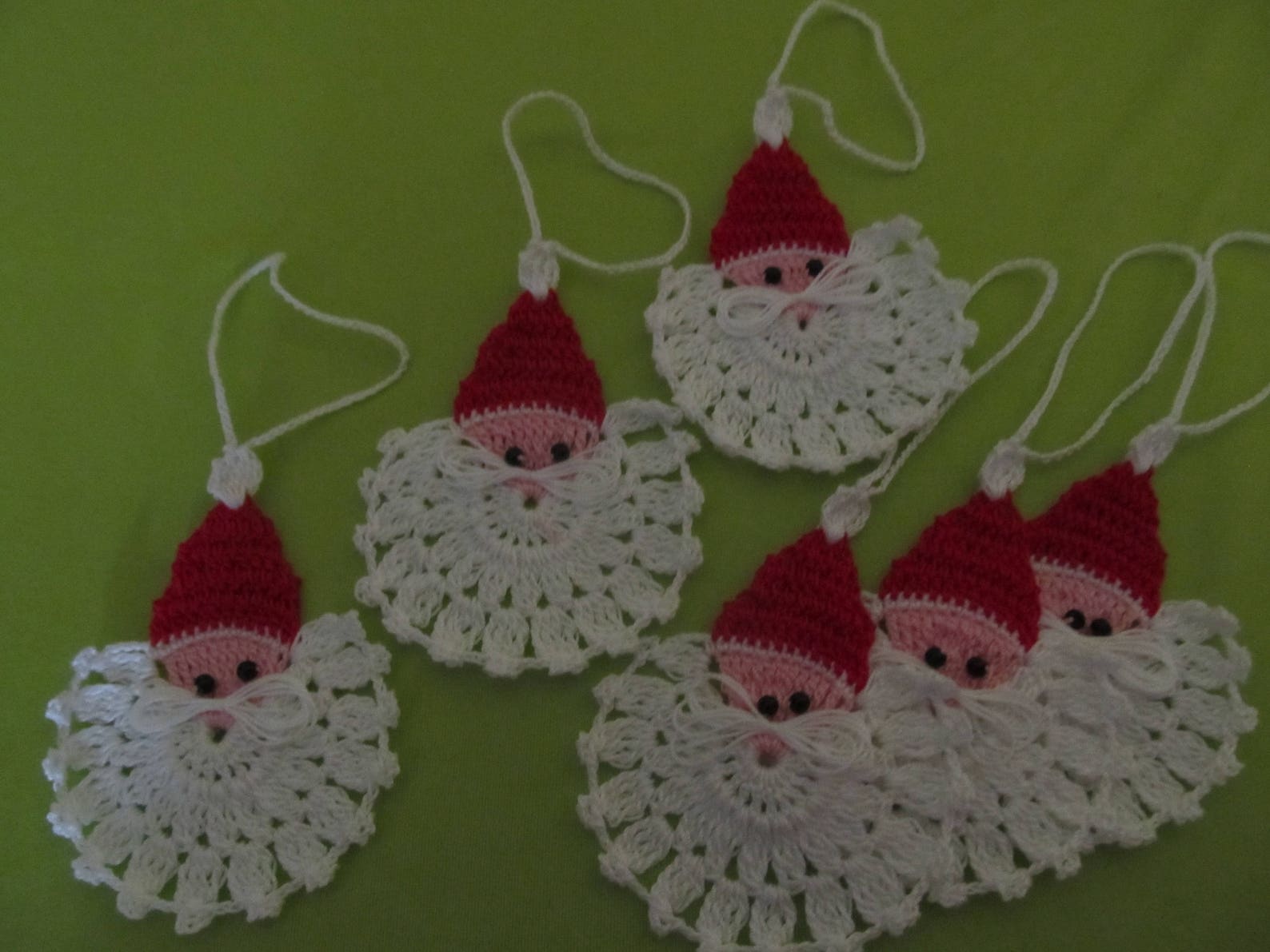 Crochet Santa Claus Face, Crochet Christmas Ornament Set of 6, Handmade ...