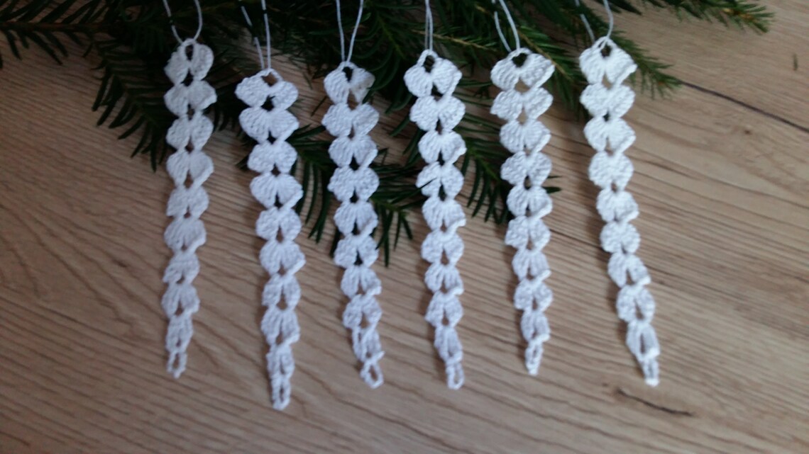 Handmade Christmas Decoration Ornaments, Crochet Icicles Christmas Tree ...