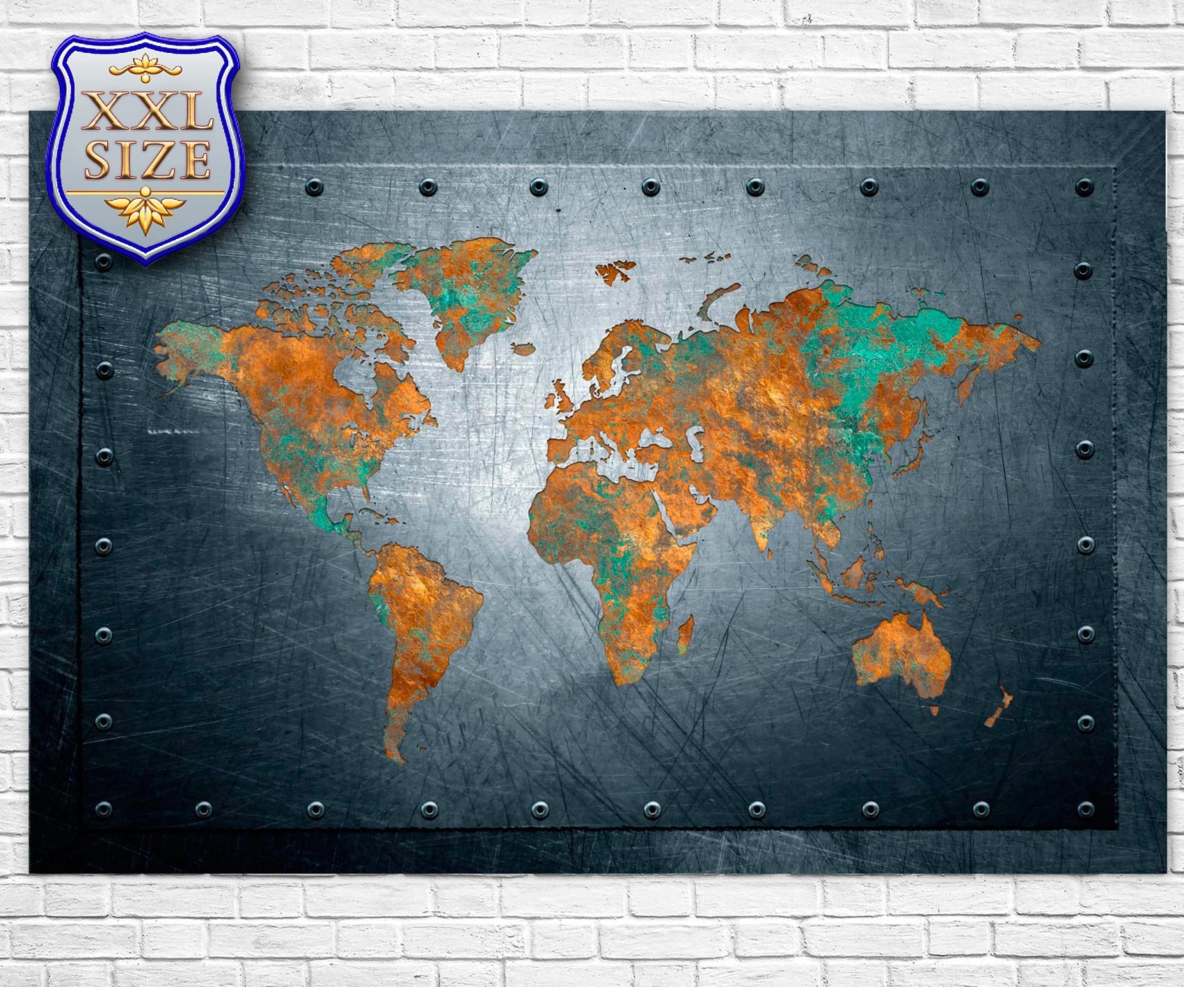 Large World Map. Designer Map rusted Iron. World Map | Etsy