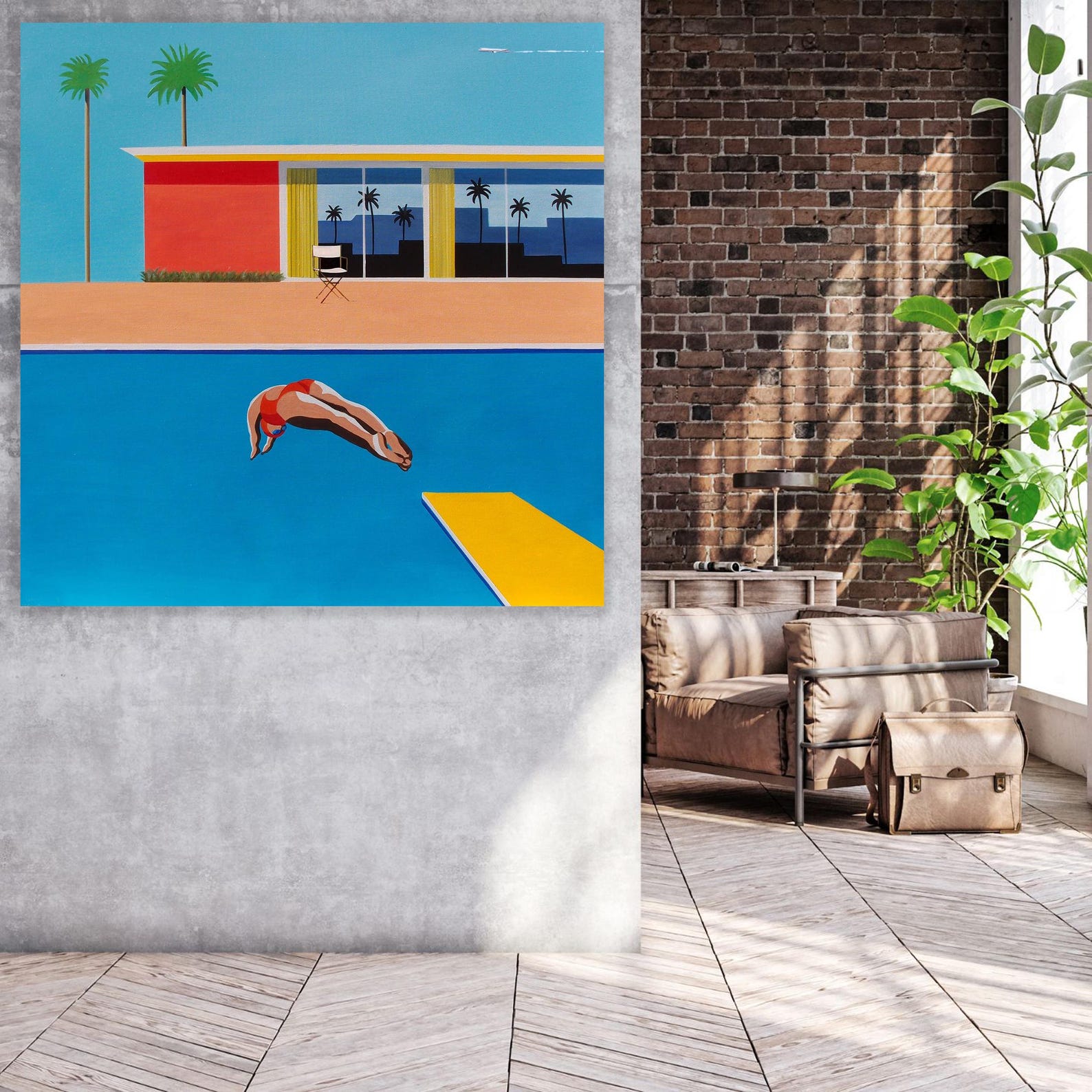 California. David Hockney's Style. Giclee Print. Texture Gel ...