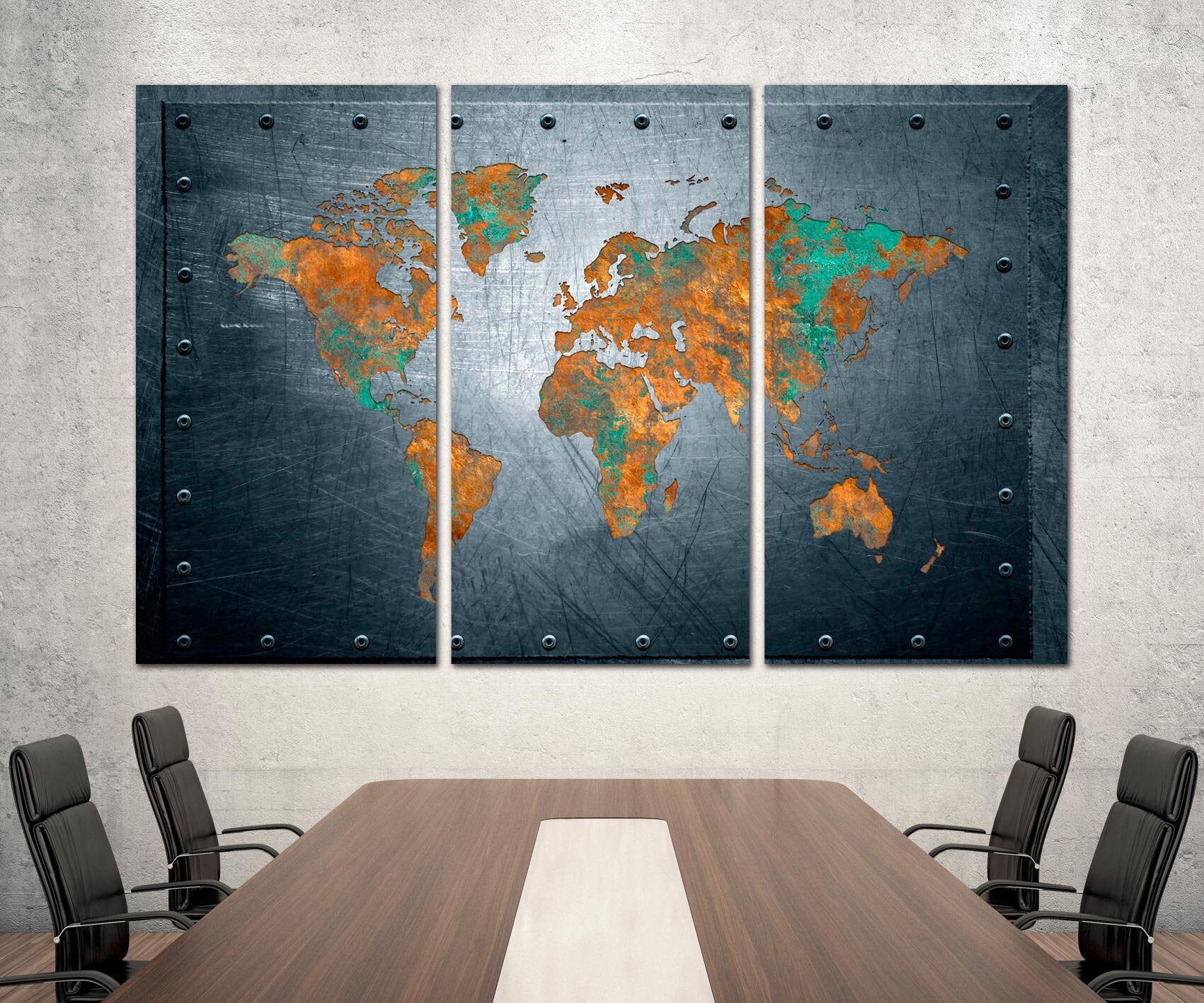 Large World Map. Designer Map rusted Iron. World Map | Etsy