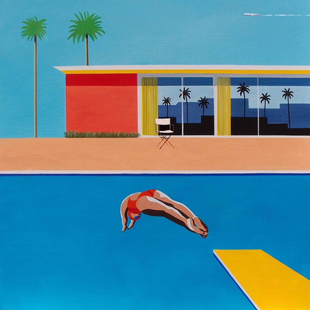 California. David Hockney's Style. Giclee Print. Texture Gel ...