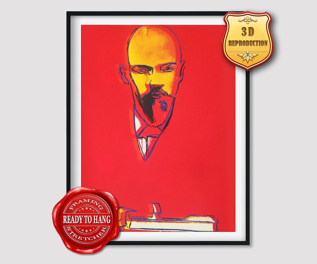 Andy Warhol Red Lenin Giclee Print Texture Gel Reproduction Painting ...
