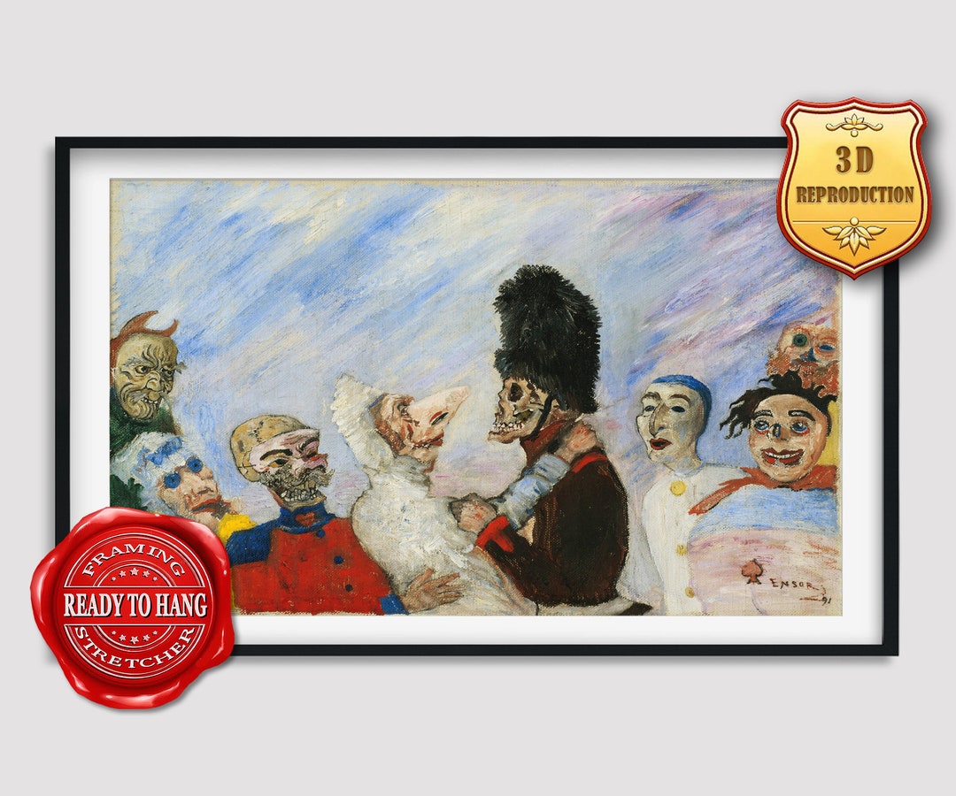 James Ensor Skeleton Arresting Masqueraders Giclee Print Reproduction Painting Large Size Canvas ...