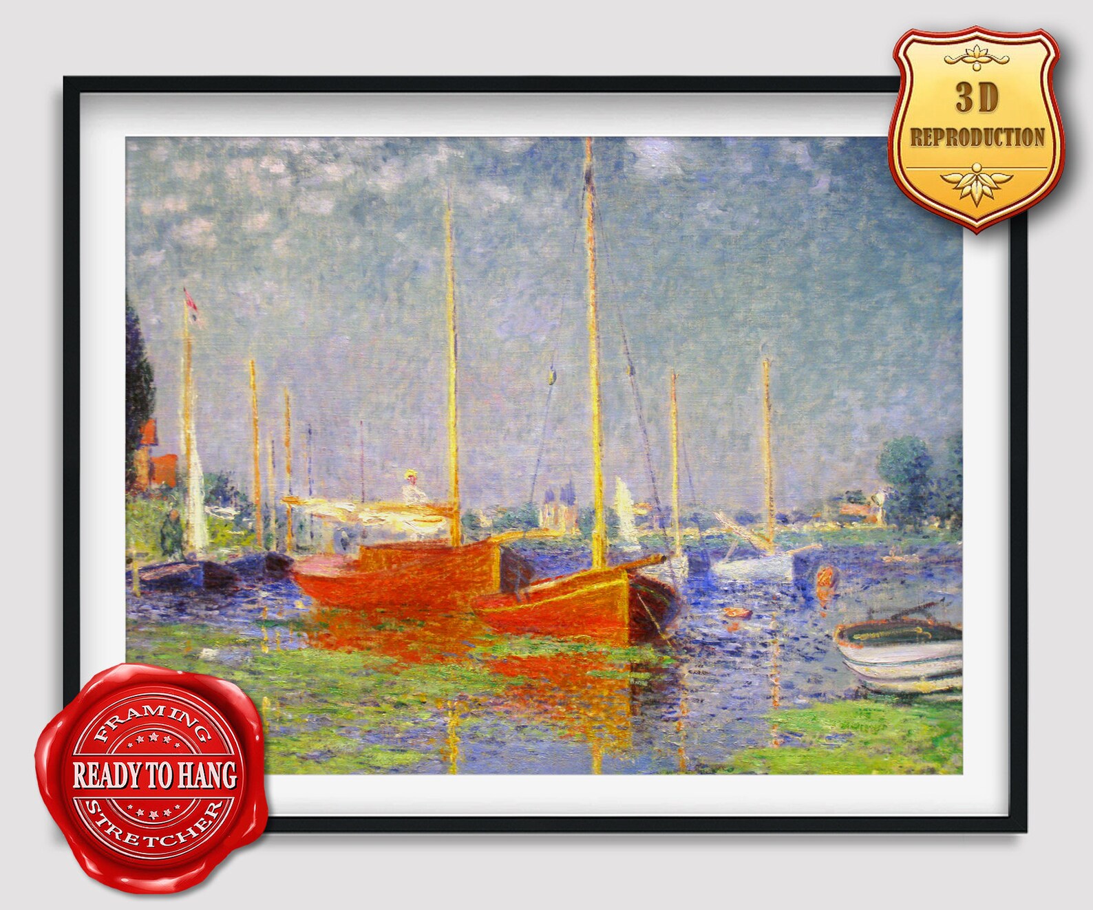 Claude Monet Red Boats at Argenteuil Giclee Print Reproduction | Etsy