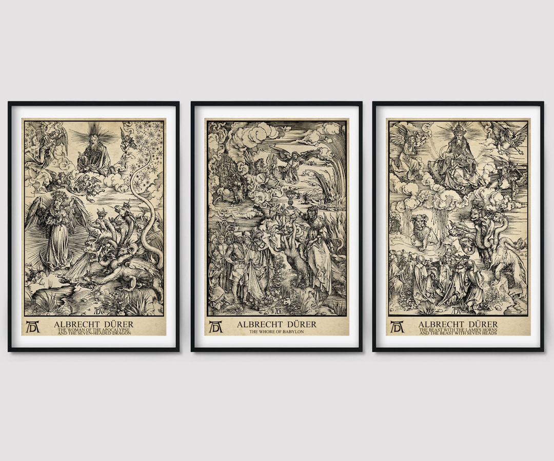 Set of 3 Albrecht Durer Woman of Apocalypse Whore Babylon Beast Giclee ...