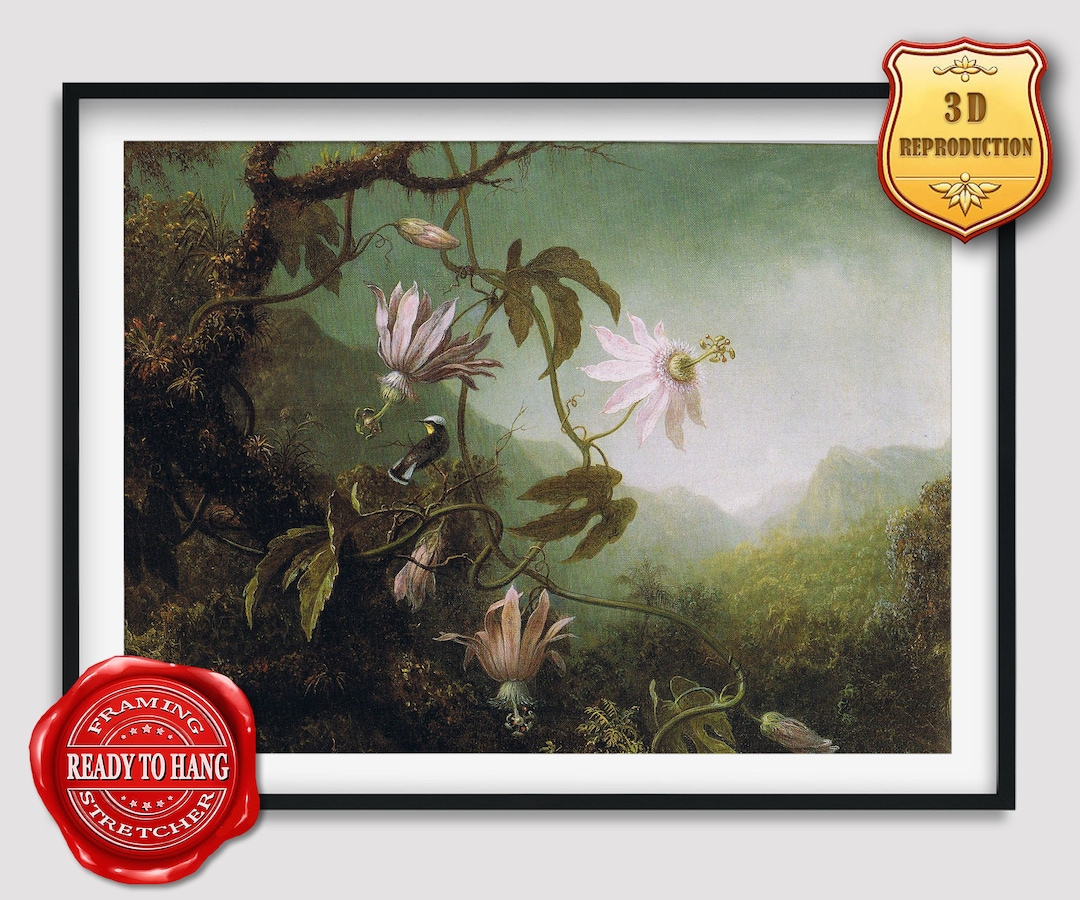 Martin Johnson Heade Hummingbird Perched Near Passion Flowers Giclee ...