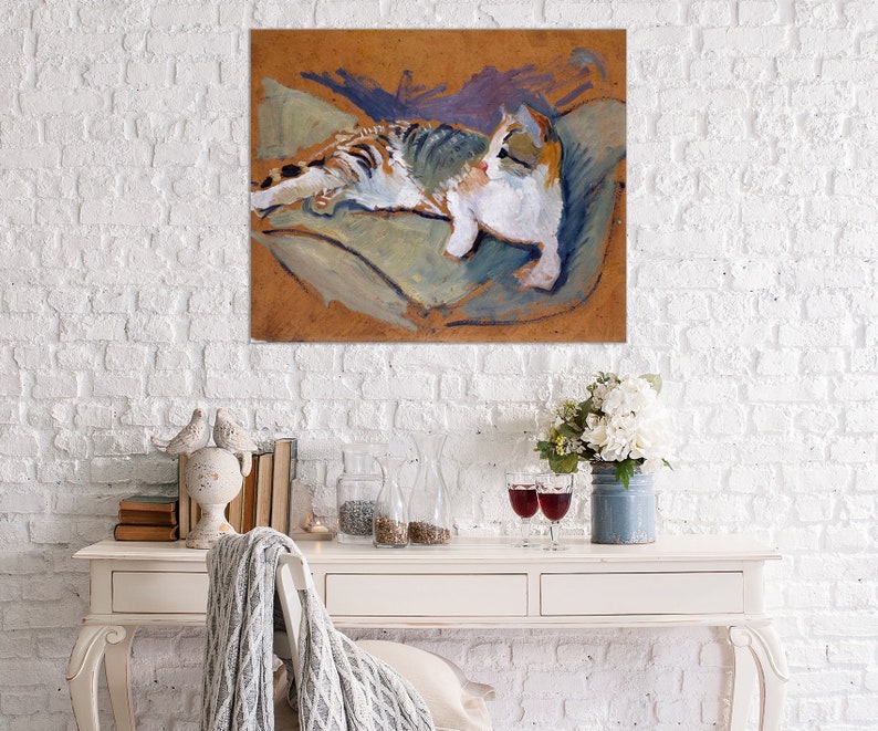 August Macke Cat on Green Pillow Giclee Print Reproduction - Etsy