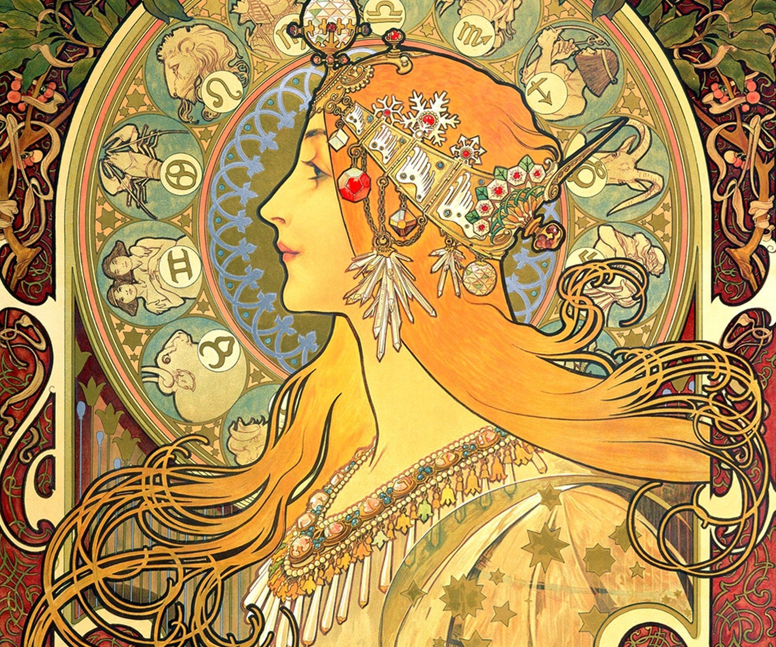 Alphonse Mucha Zodiac Giclee Print Texture Gel Reproduction | Etsy