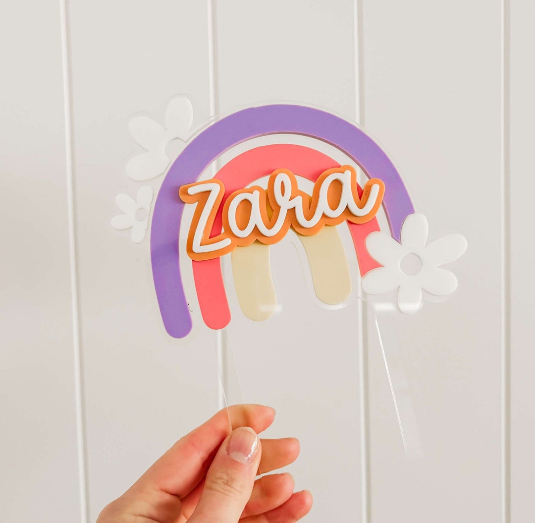 Rainbow Cake Topper | Acrylic | Personlised Cake Topper | First ...