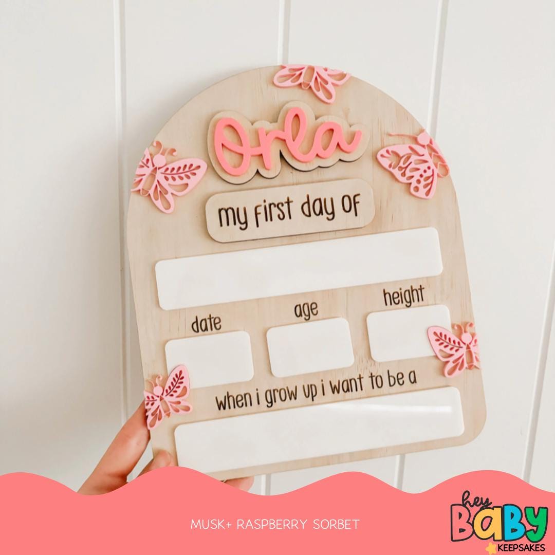 Back to School Board - BUTTERFLIES | Personalised My First Day Board ...