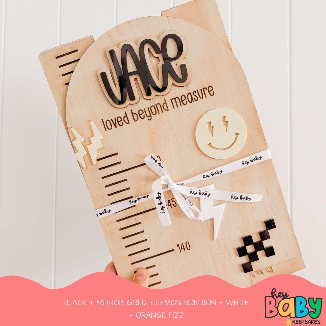 Personalised Growth Chart - SMILEY | Boys Room Decor | Smiley Retro ...