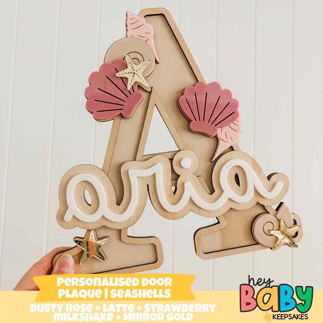Personalised Door Plaque - SEASHELLS | Girls Room Decor | Ocean Theme ...