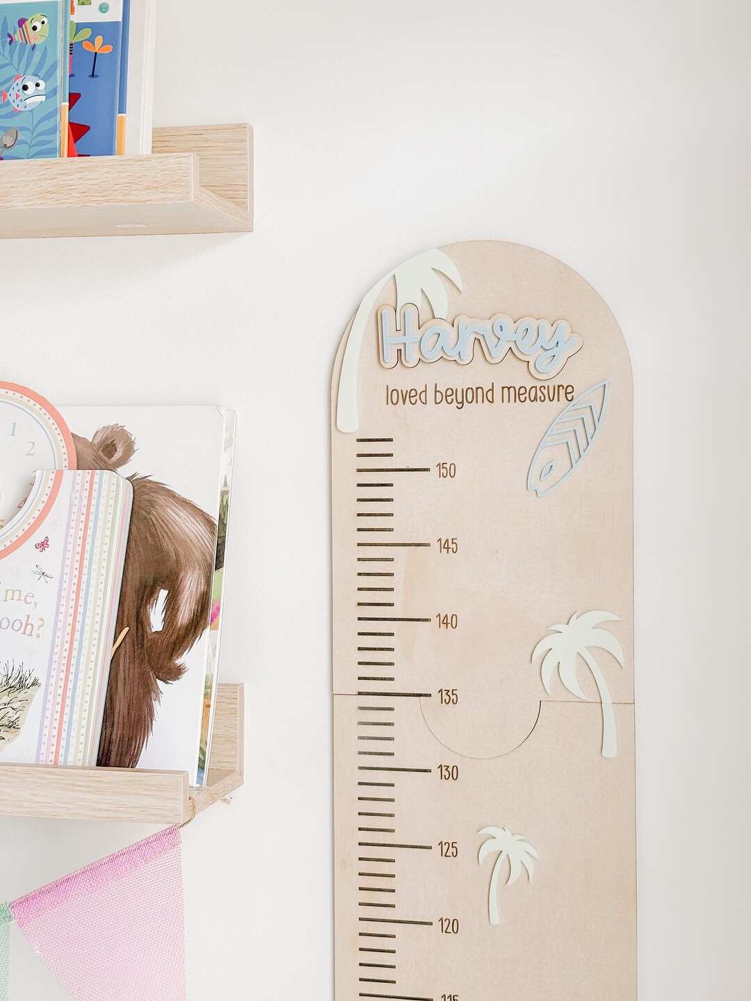 Personalised Growth Chart BOHO SURF Custom Made Bespoke Neutral Kids ...