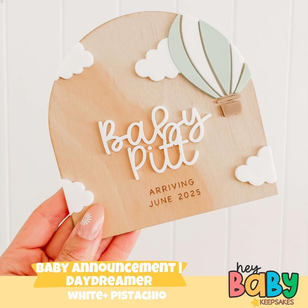 Birth Announcement Plaque - Daydreamer | Baby Announcement | Name ...