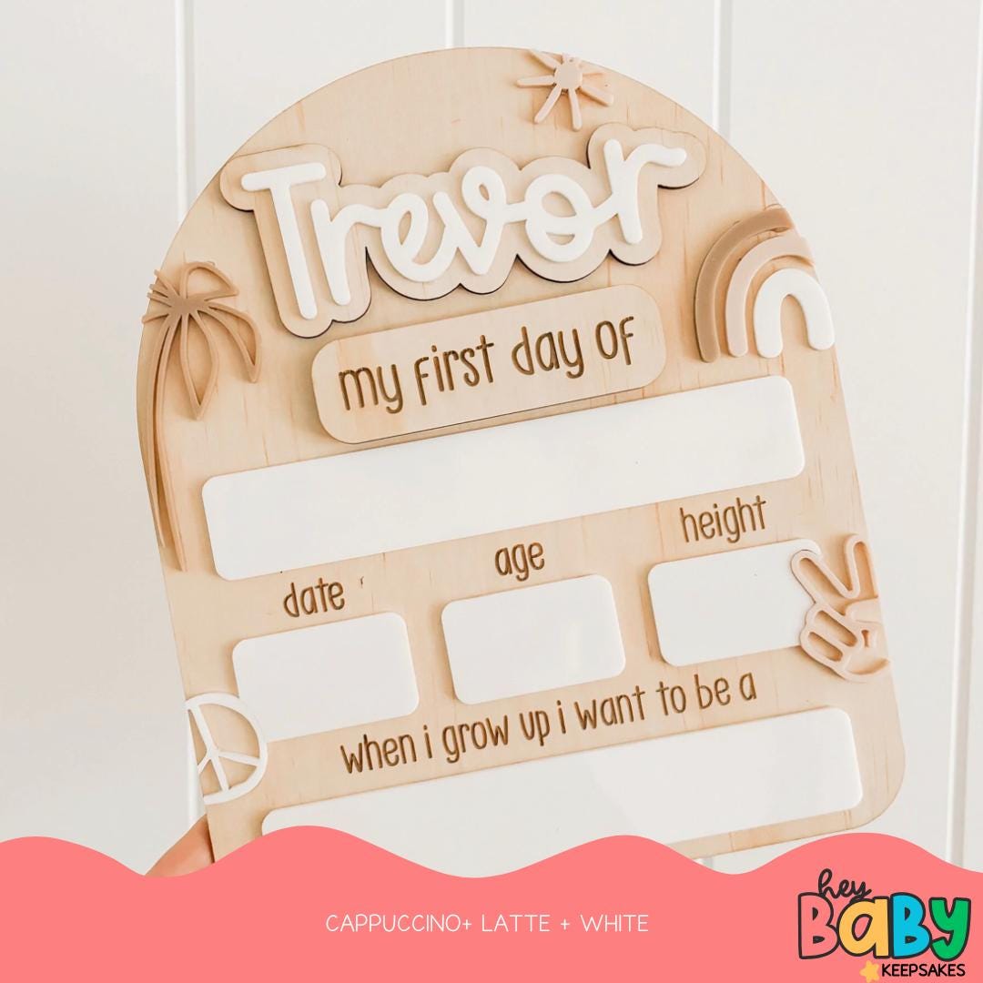 Back to School Board - SUNNY VIBES | Boho Design | Rainbow | First Last ...