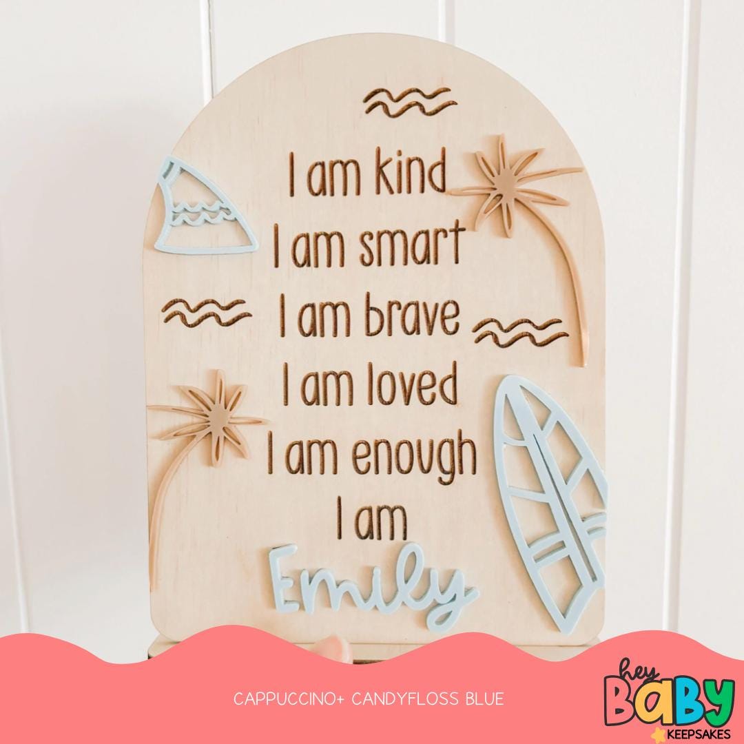 Personalised Daily Affirmation Plaque - SURFS UP | Surfing | Beach ...