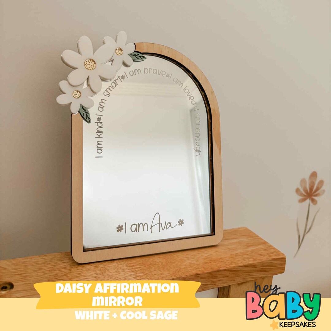 Daily Affirmation Mirror in DAISY | I Am Mirror | Girls Room | Floral ...