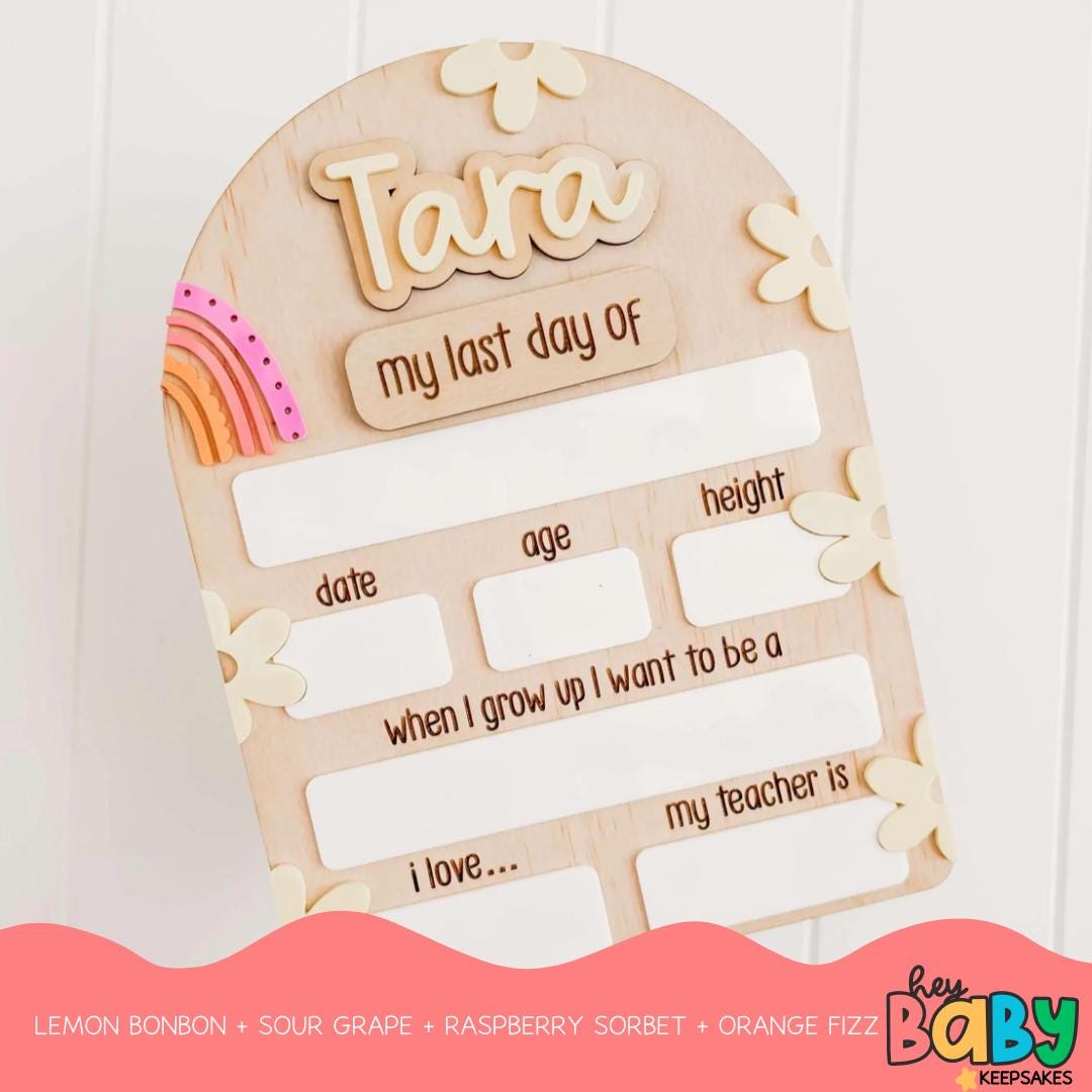 LARGE Back to School Board BOHO BLOOM | Personalised First Day Board ...