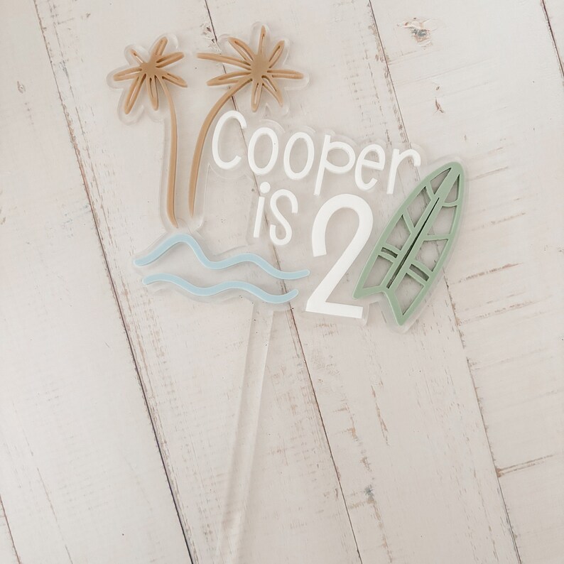 Surfer Cake Topper Acrylic Personlised Cake Topper First Birthday ...