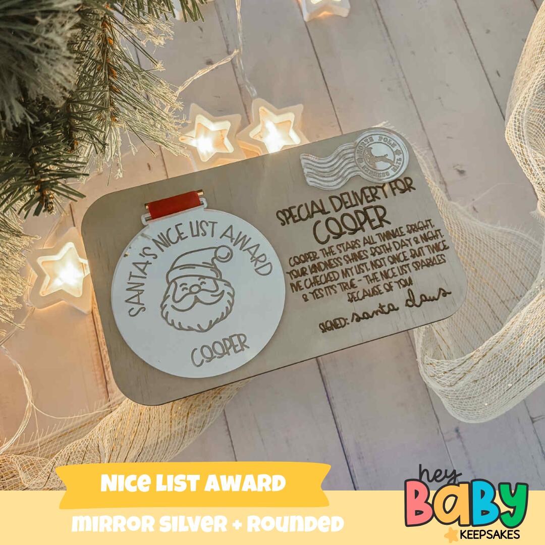 Personalised Santa Award | Santas Nice List Award | Santa Medal ...