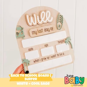 Back to School Board - SURFER | Personalised My First Day Board | Back ...