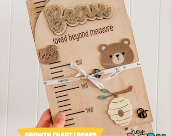 Personalized Bear Growth Chart: Rustic Wooden Nursery Ruler - Etsy