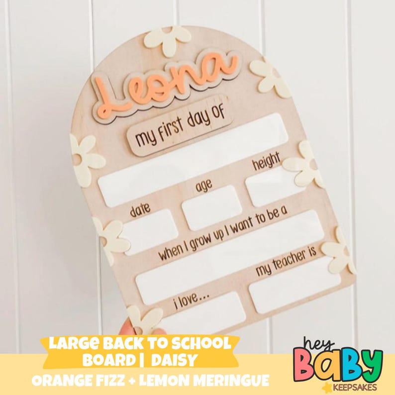 LARGE Back to School Board DAISY | Personalised First Day Board | Back ...