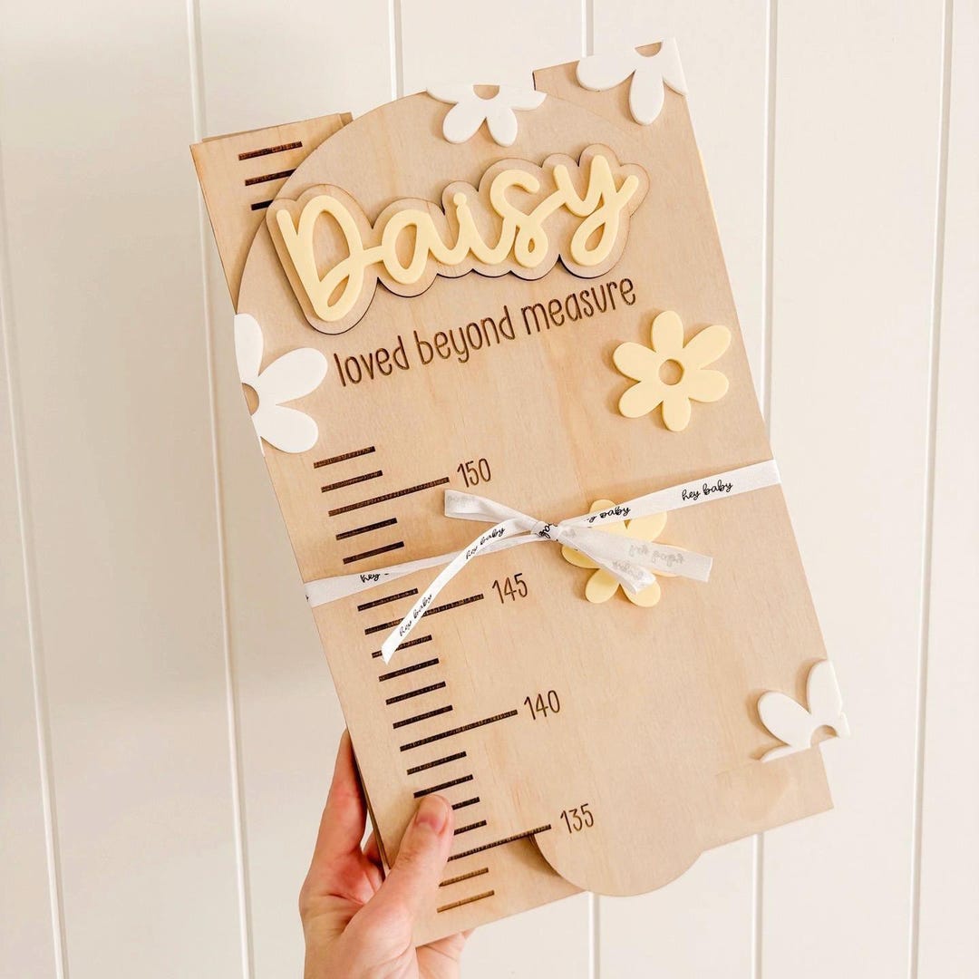 Personalised Growth Chart FIELD OF DAISIES Girls Room Decor Daisy Theme ...