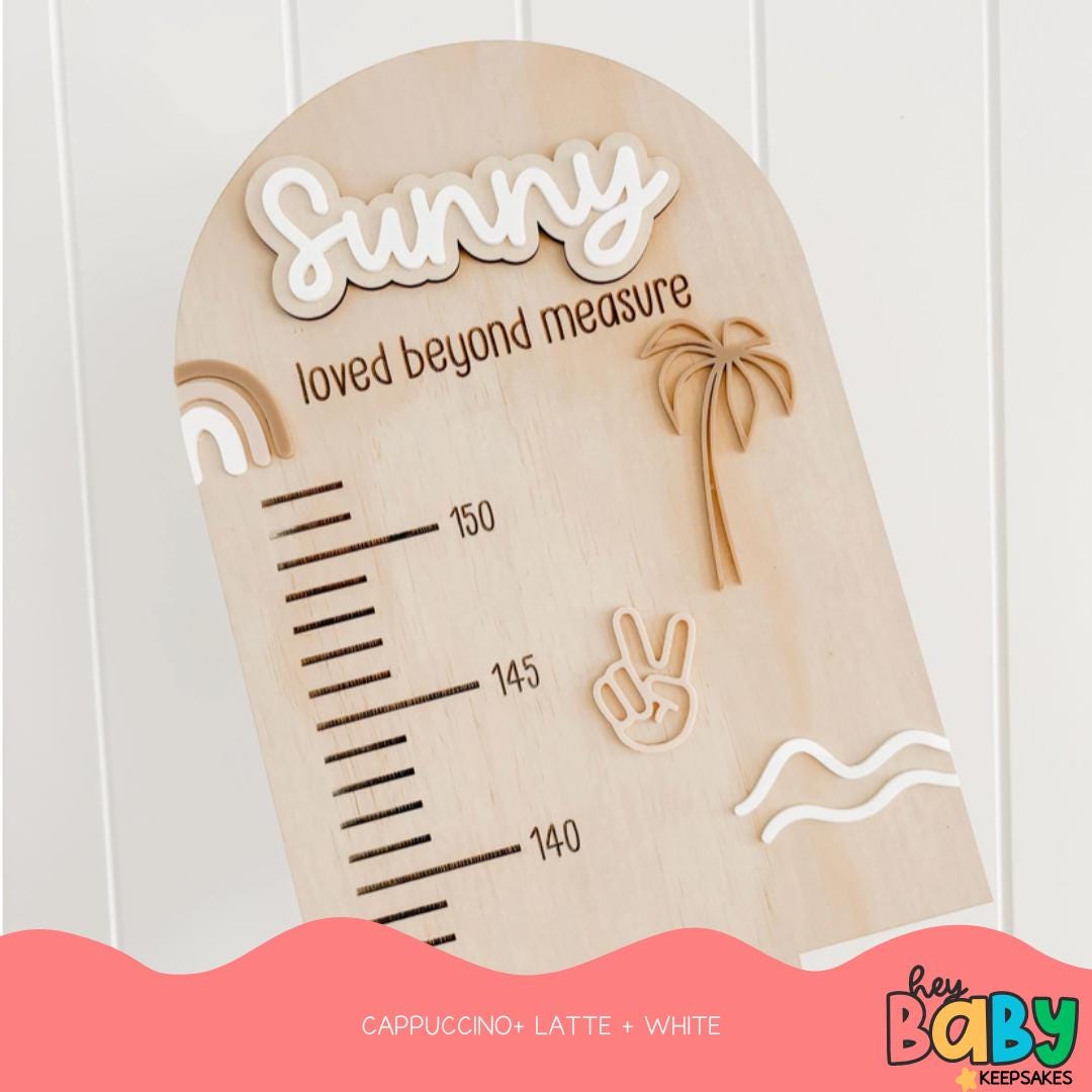Personalised Growth Chart - GOOD VIBES | Neutral Design | Palm Tree ...