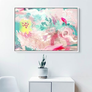 Abstract Painting Pink Green Tropical Wall Art Modern Print Decor - Etsy