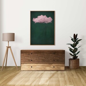 Cloud Canvas Print Emerald Green Dusky Pink Moody Minimalist Wall Art ...