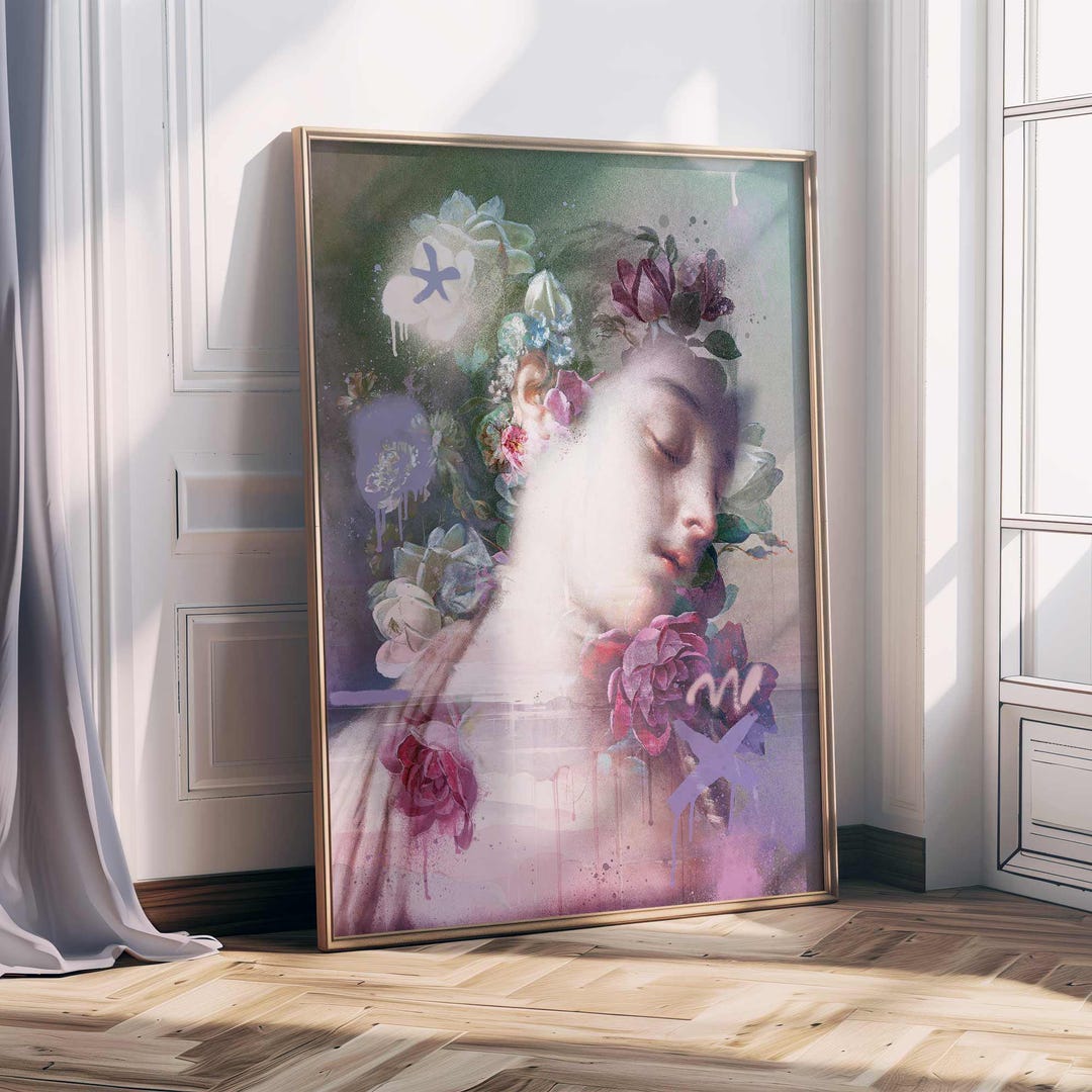 Rococo Wall Art Vintage Poster Print Pink and Green Decor - Etsy