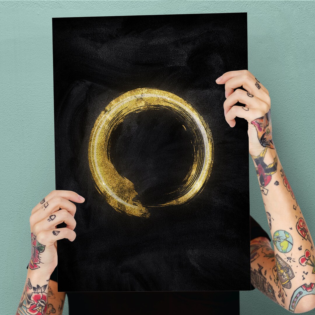 Spiritual Wall Art With Black and Gold Enso Circle - Etsy