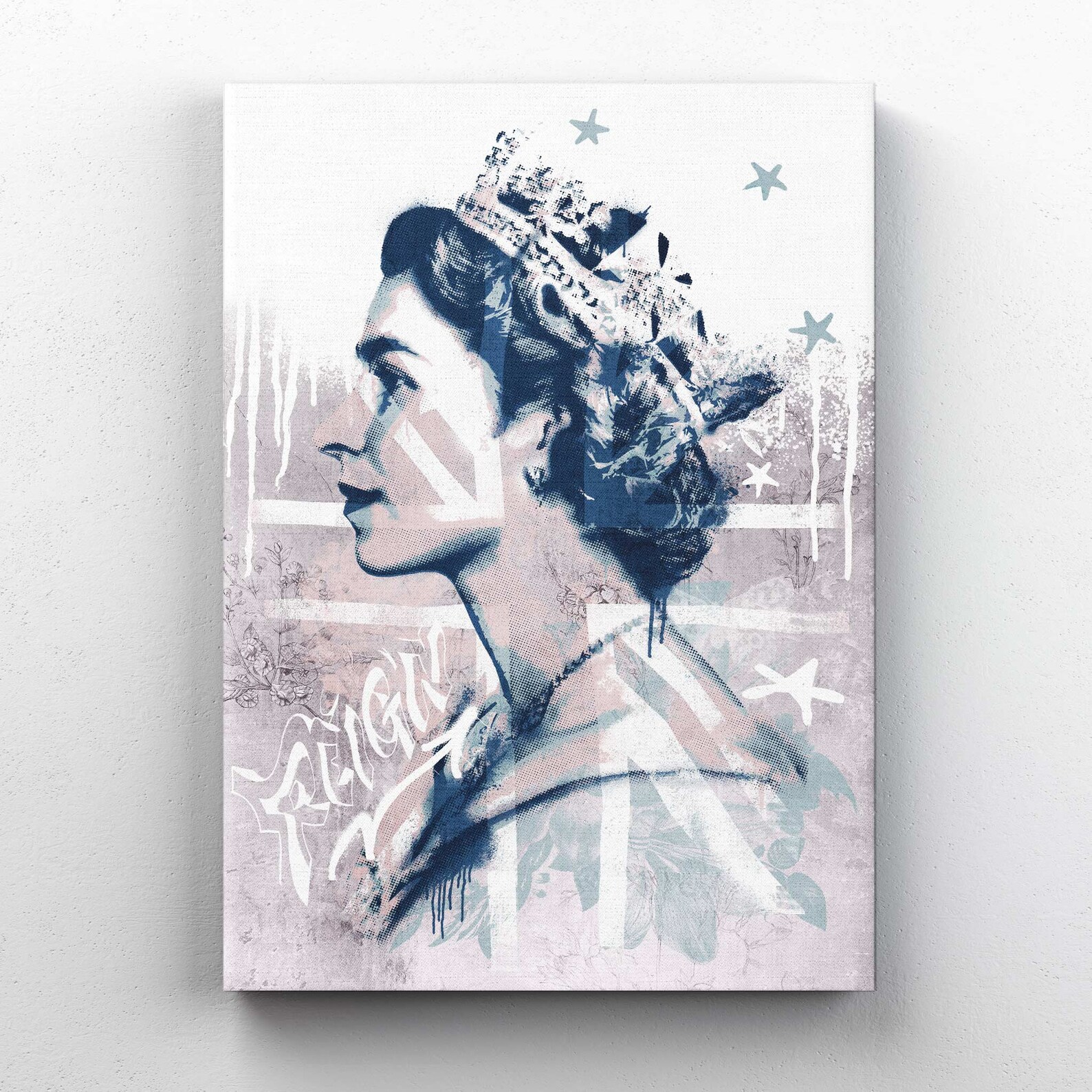 Queen Elizabeth canvas print British graffiti street art | Etsy