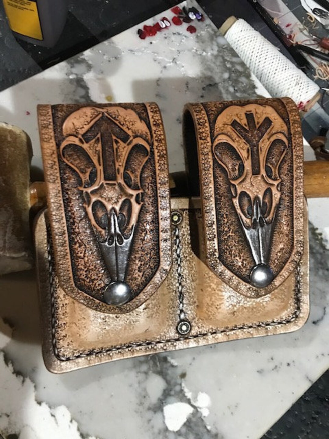 Leather Skull Mag Pouch - Etsy