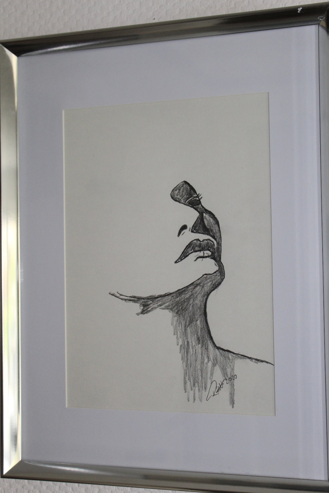 ONE SIDE Drawing Pencil Framed 30 X 40 Cm Handpainted Unique - Etsy