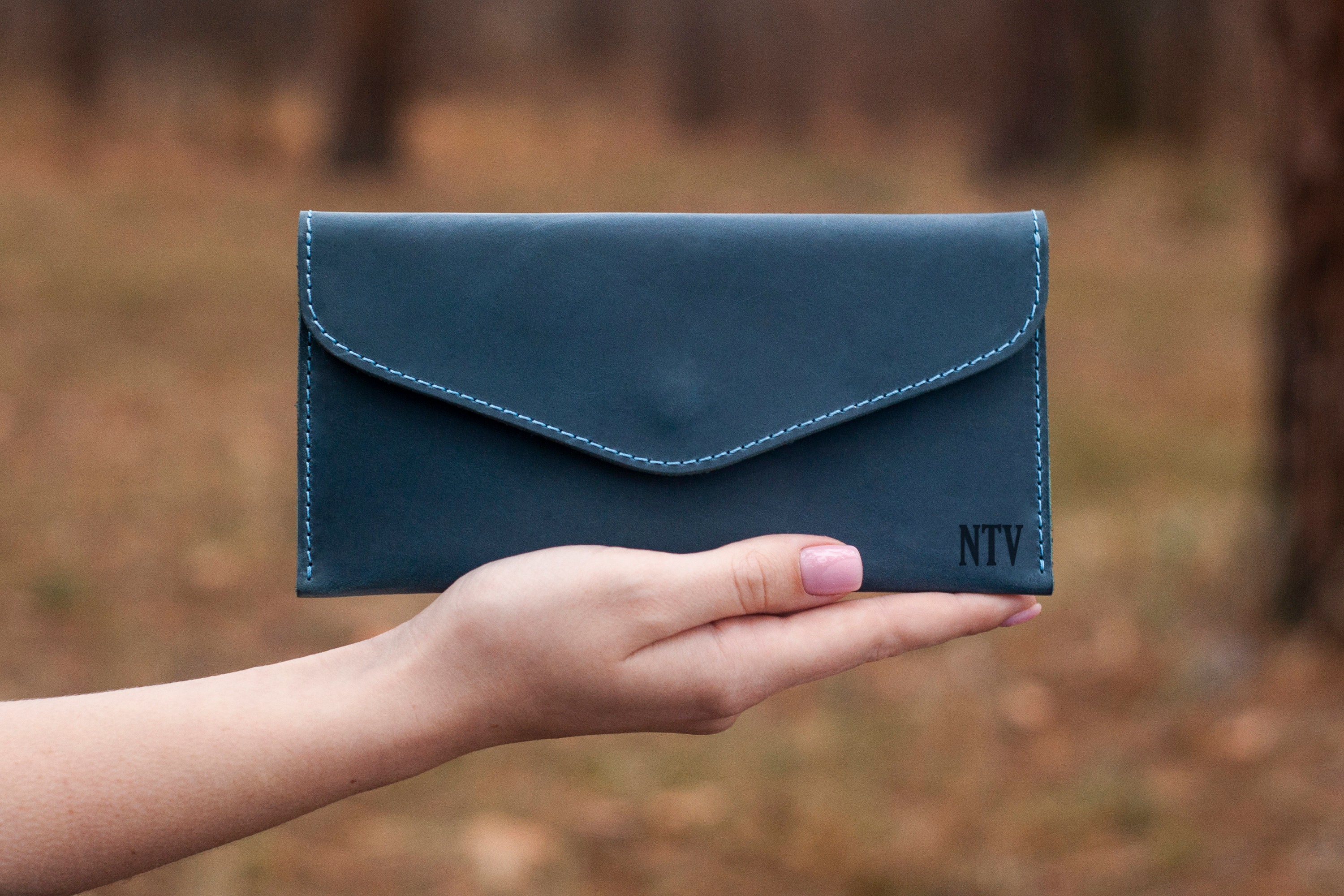 Monogram Leather Envelope Personalized Leather Wallet Travel - Etsy