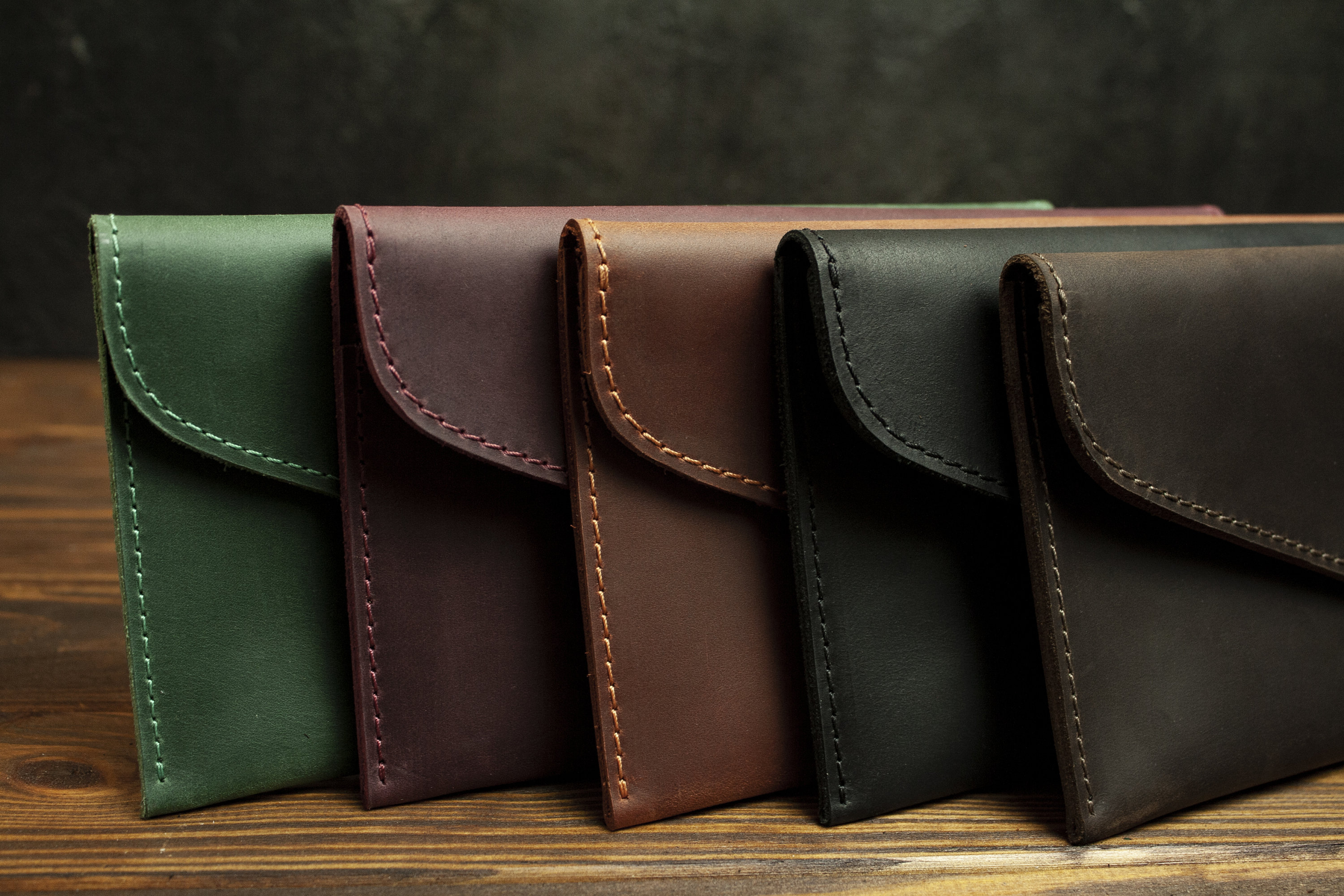 Monogram Leather Envelope Personalized Leather Wallet Travel - Etsy