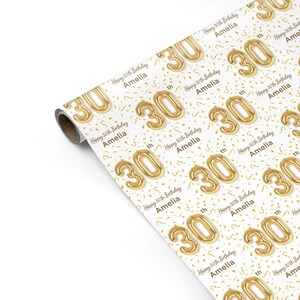 Personalised 30th Birthday Wrapping Paper With Any Name | Custom Gift ...
