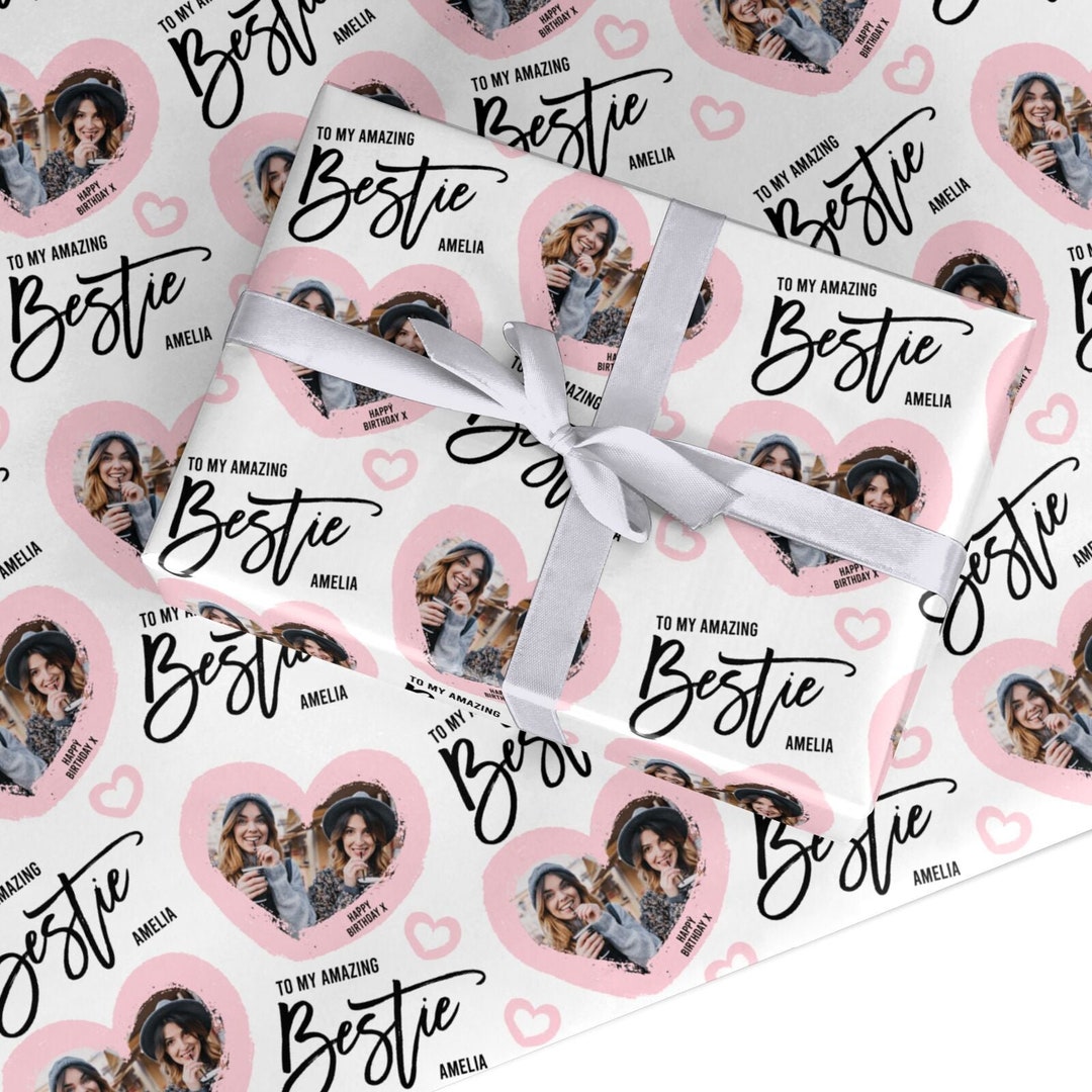 Happy Birthday Bestie Photo Upload Wrapping Paper - Etsy