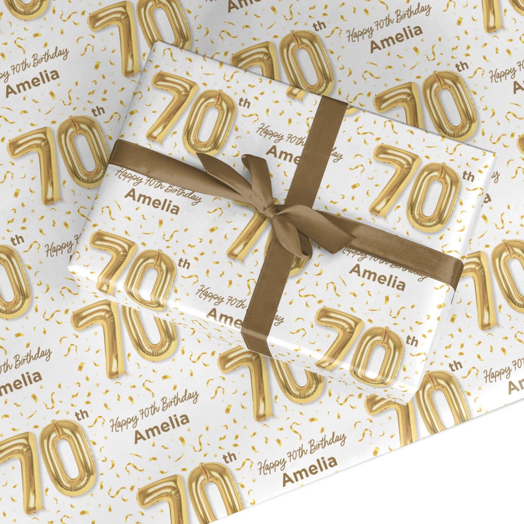 Personalised 70th Birthday Wrapping Paper | Custom Gift Wrap With Any ...