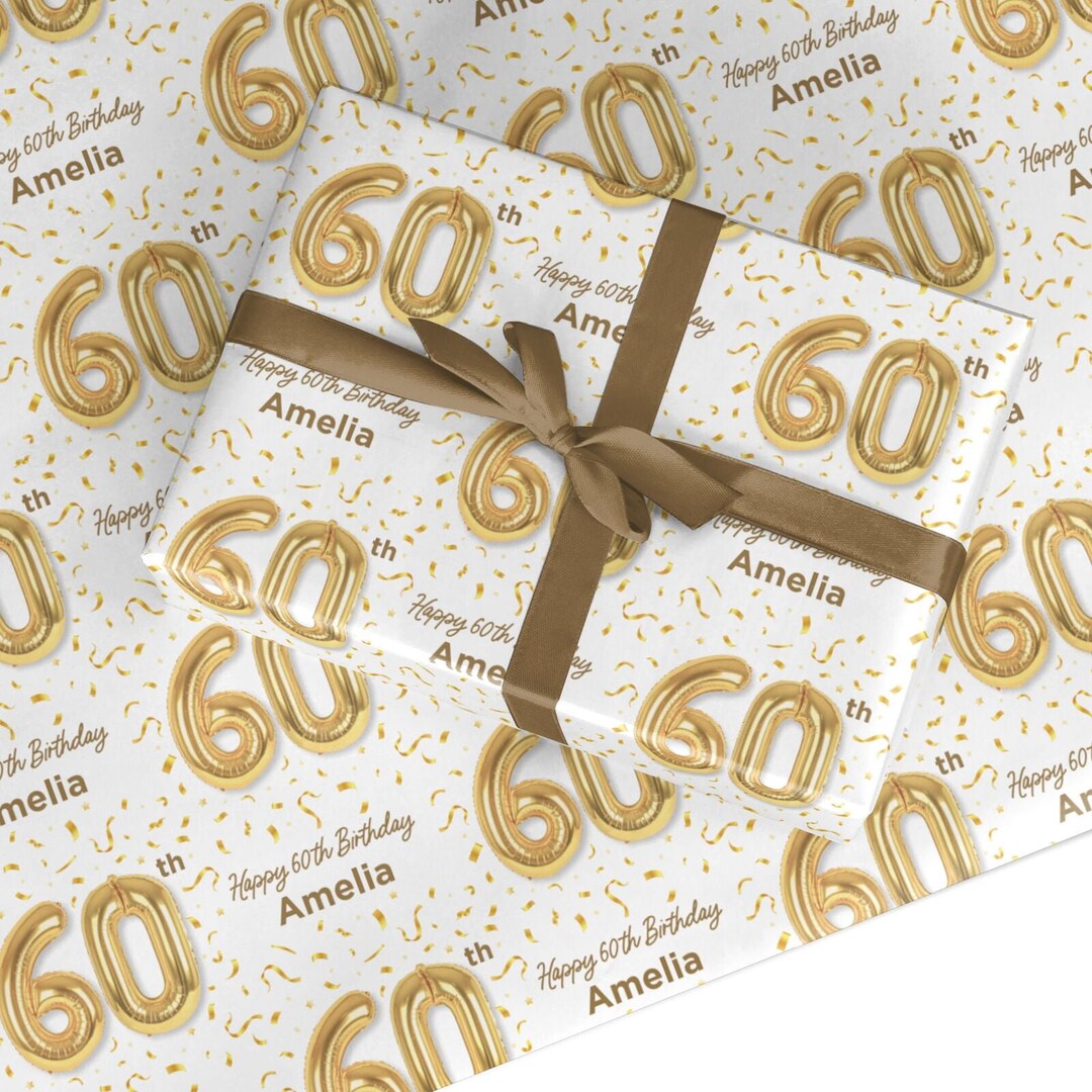 Personalised 60th Birthday Wrapping Paper With Any Name | Custom Gift ...