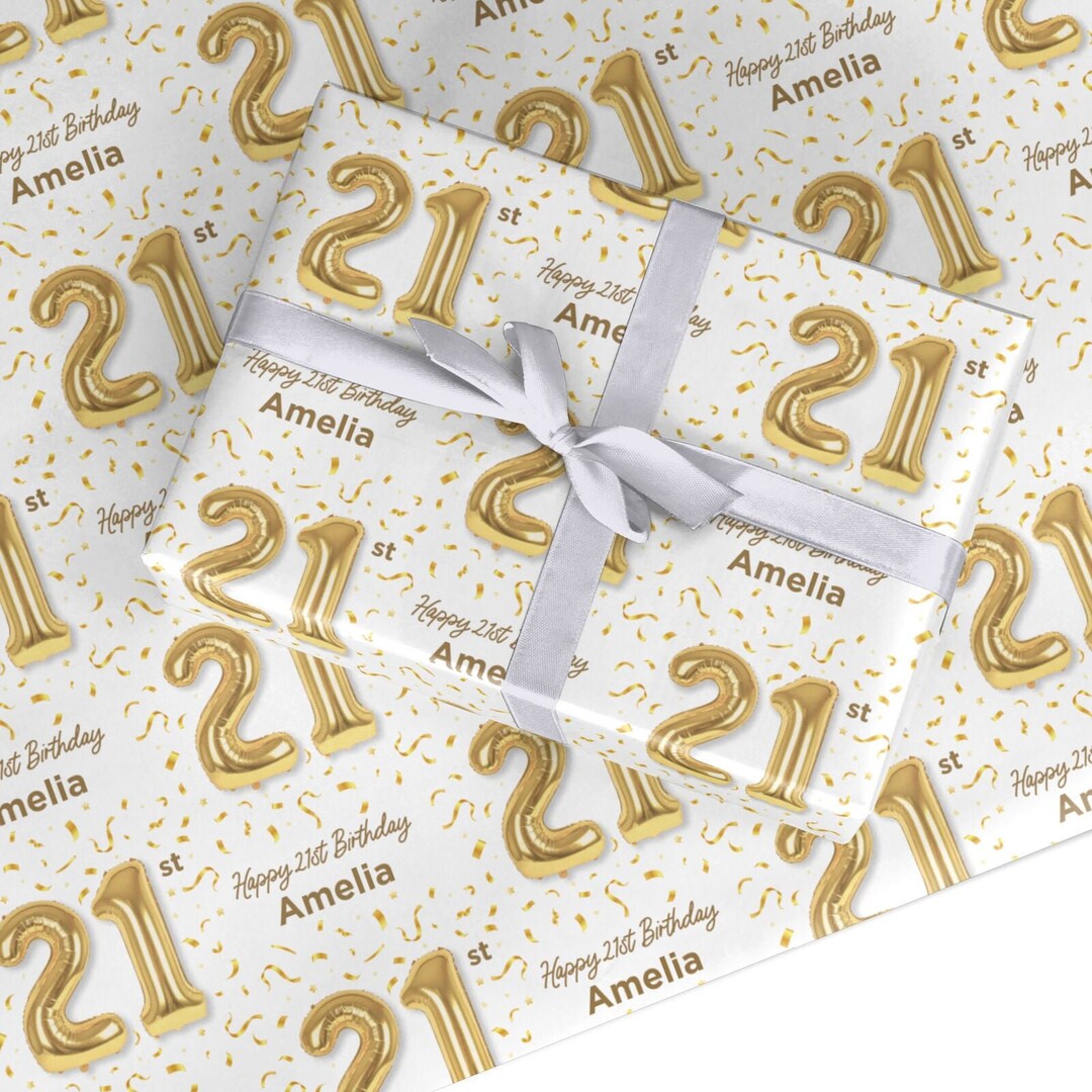 Personalised 21st Birthday Wrapping Paper With Any Name | Custom Gift ...
