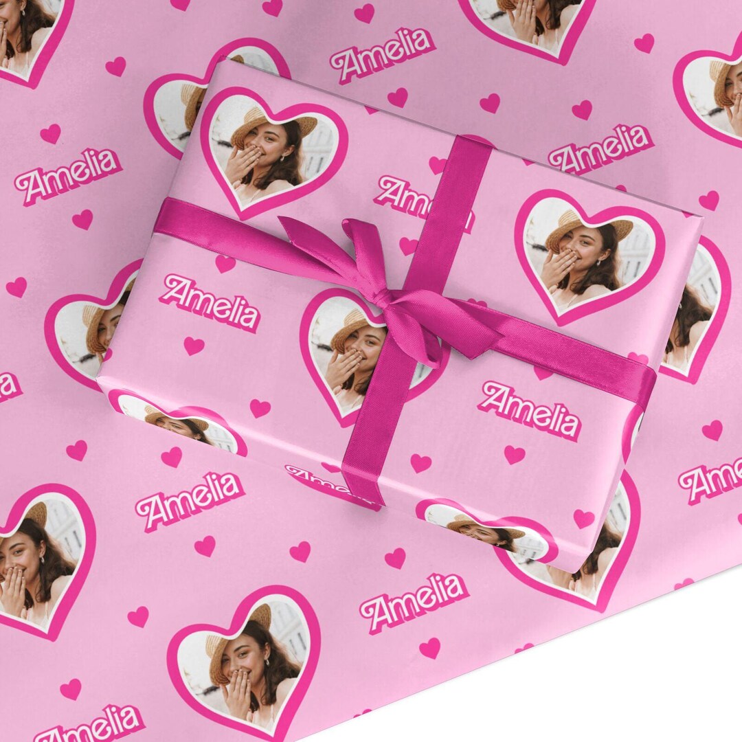 Girls Prink Photo Happy Birthday Custom Personalised Wrapping Paper ...