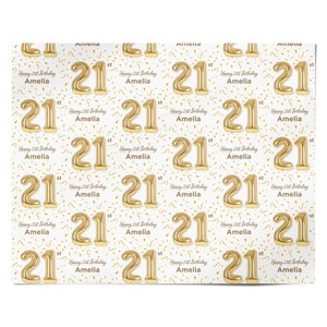 Personalised 21st Birthday Wrapping Paper With Any Name | Custom Gift ...