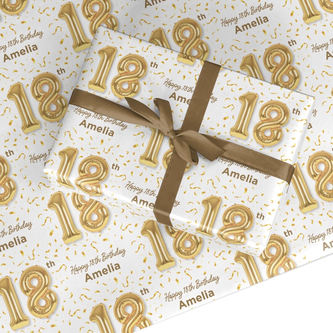 Personalised 18th Birthday Wrapping Paper With Any Name | Custom Gift ...